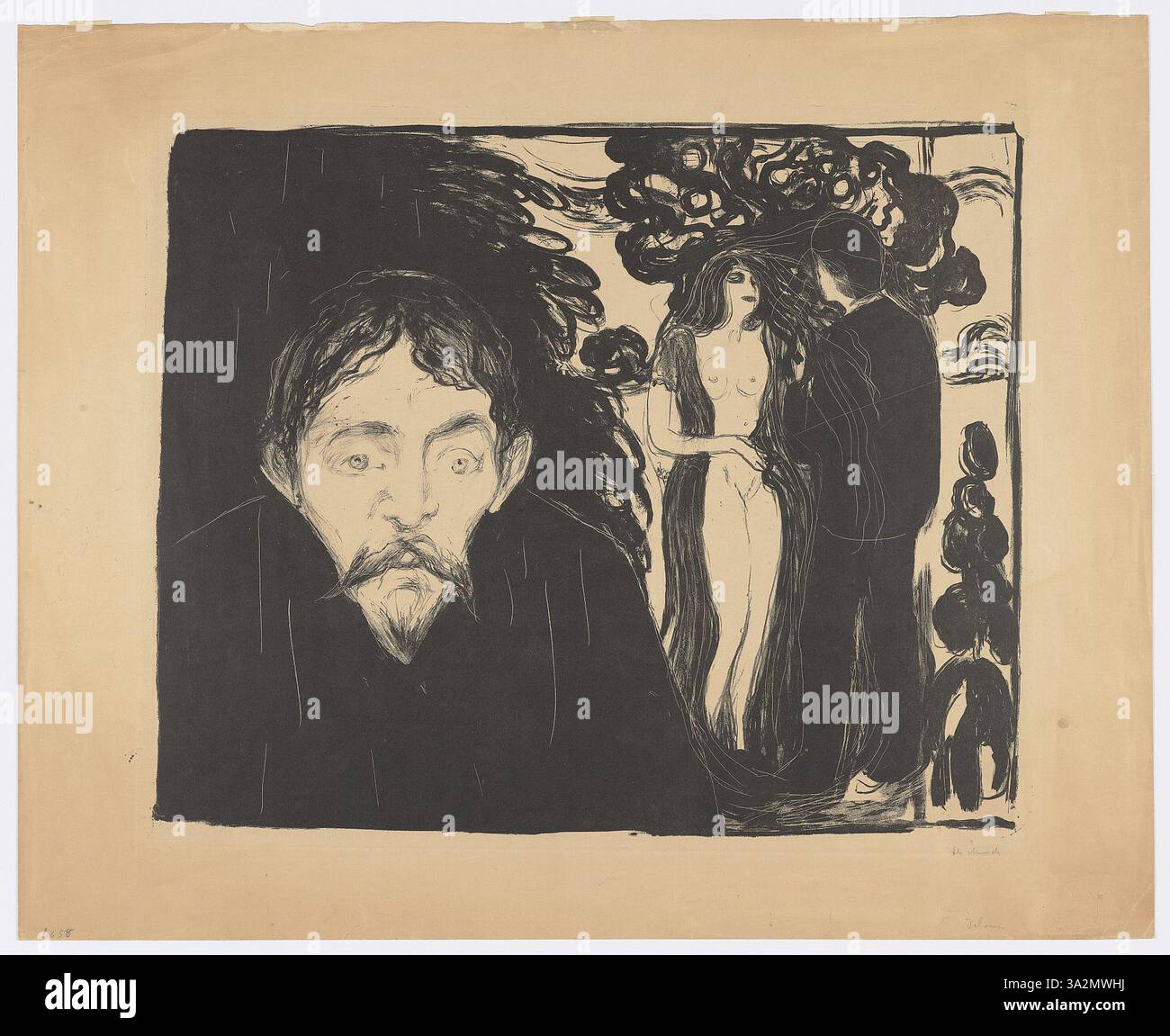 In this version of 'Jealousy II,' Munch depicts a figure overwhelmed by ...