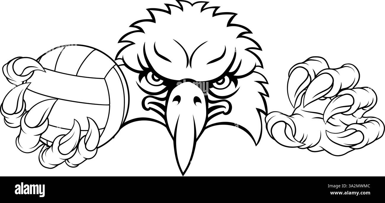 Eagle Hawk Bird Volleyball Volley Ball Mascot Stock Vector Image & Art ...