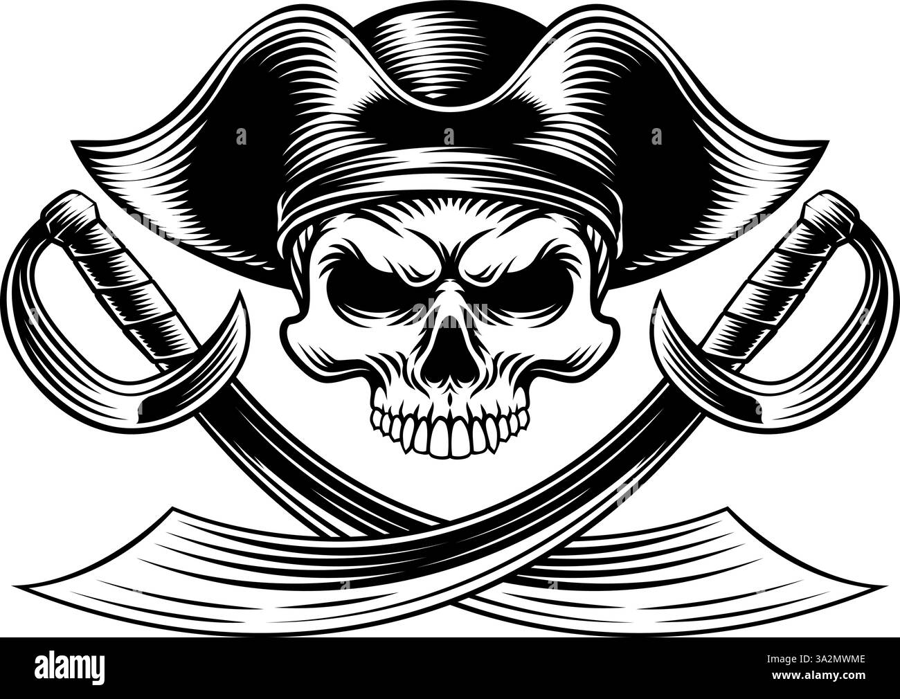 Skull Pirate Crossbones Cross Cutlass Swords Stock Vector Image & Art ...