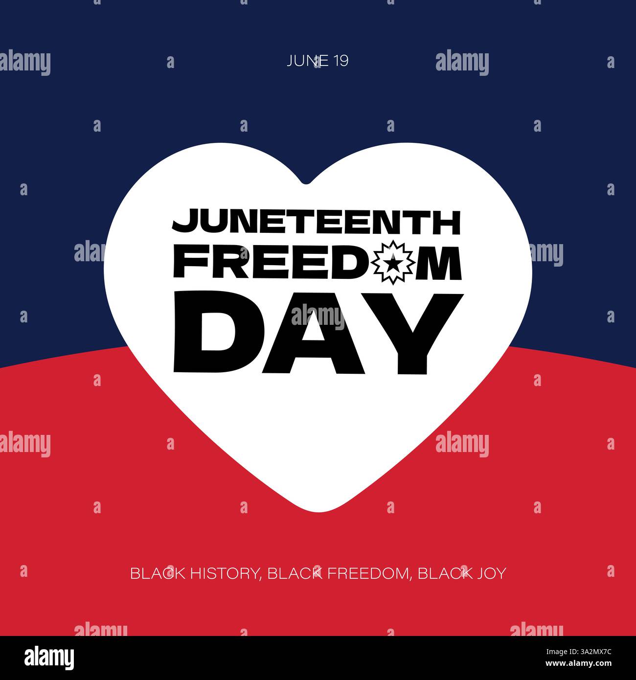 Juneteenth Freedom Day Celebration Banner. Square vector card with bold ...