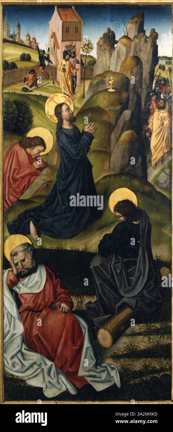This altarpiece panel depicts a key moment in the Passion of Christ, highlighting the emotional ...