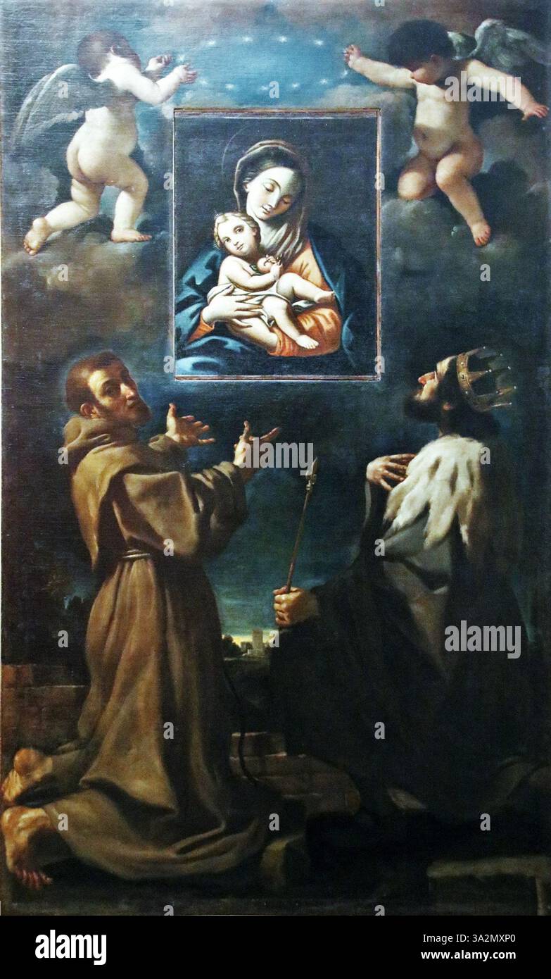 This artwork shows St. Francis of Assisi and King Louis of France in ...