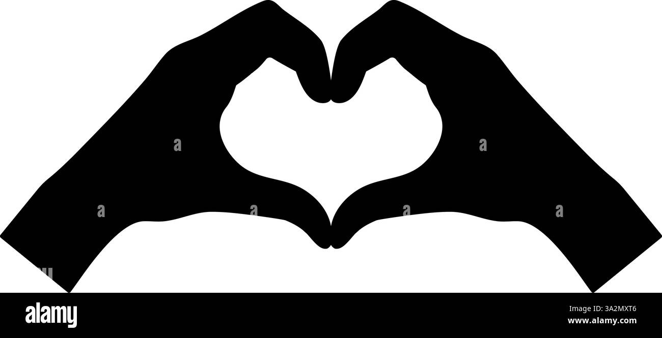 Silhouette of a Hands forming a Heart shape sign icon symbol Stock ...