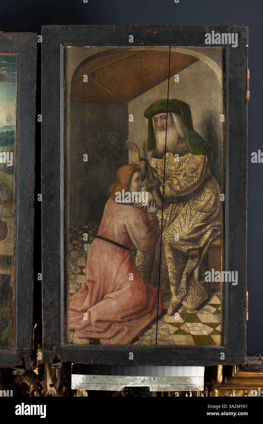 The upper left wing of Colijn de Coter's polyptych depicts Ecce Homo ...