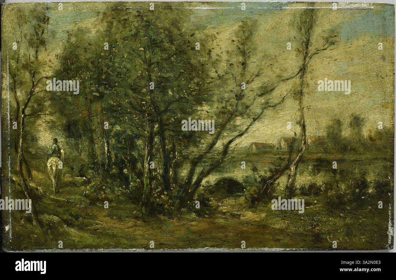 This landscape by Jean-Baptiste Camille Corot depicts a rider on ...