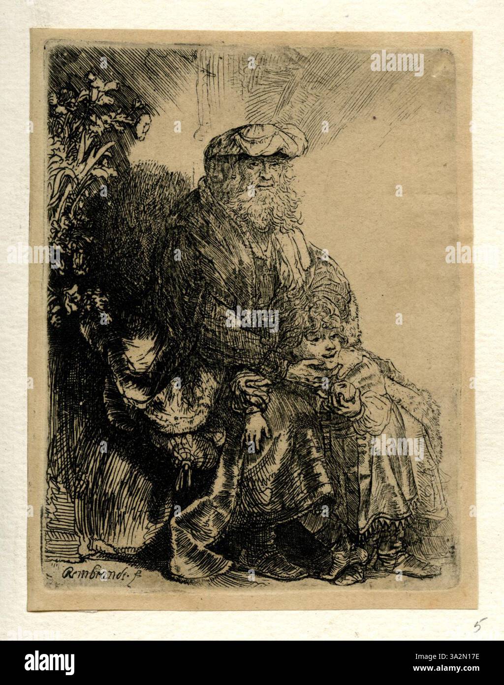 This Rembrandt etching features his skillful use of light and shadow to ...