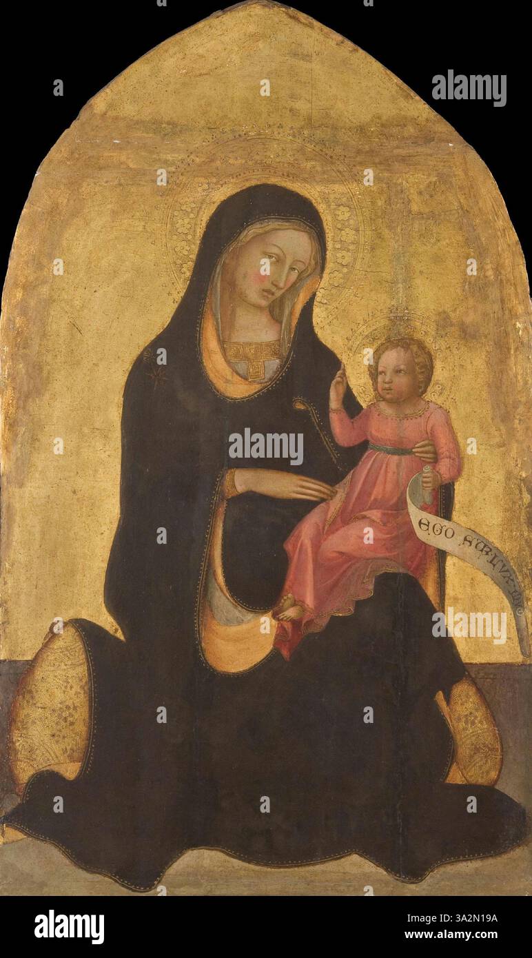 The 'Virgin of Humility' from the workshop of Lorenzo Monaco, created around 1420, portrays the ...