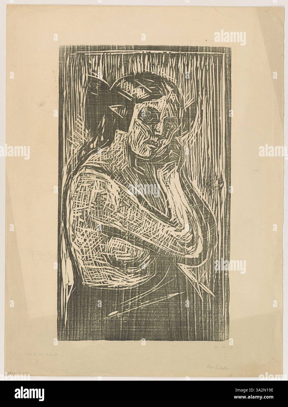 This painting depicts a young woman brushing her hair, focusing on the ...