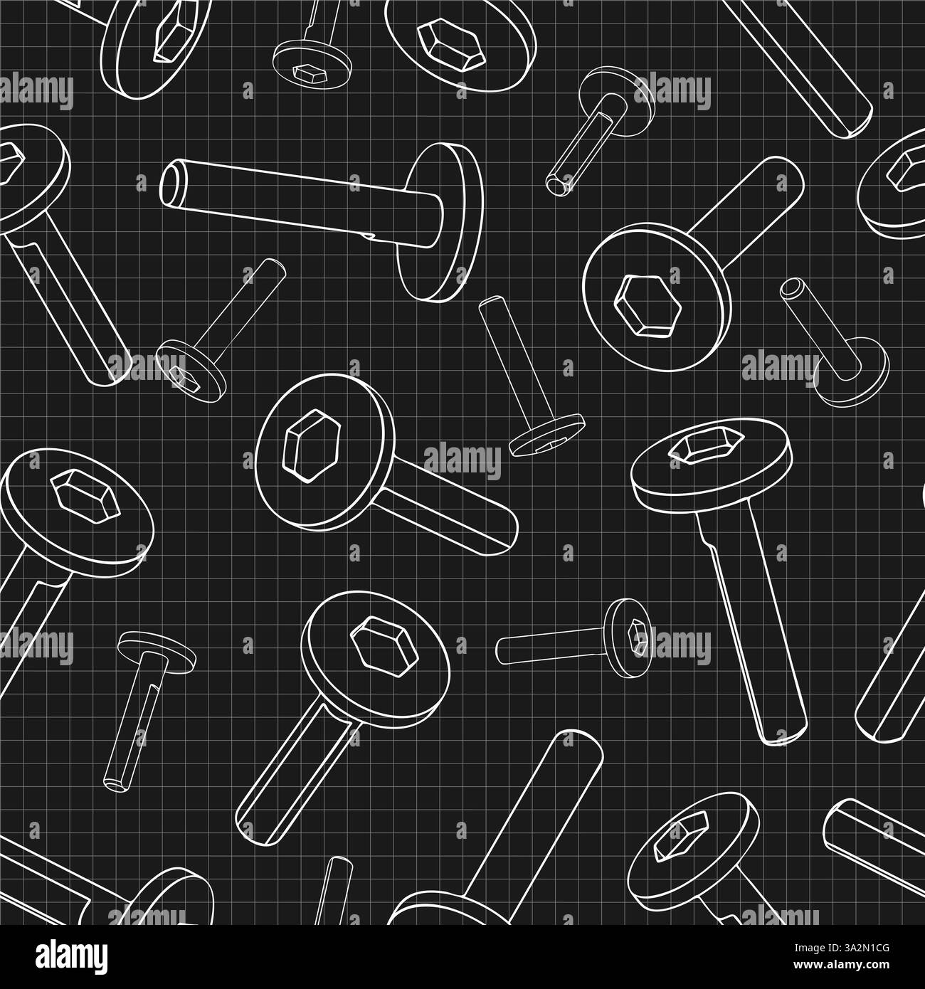 Mechanical engineering drawings on black background. Cutter, assembly ...