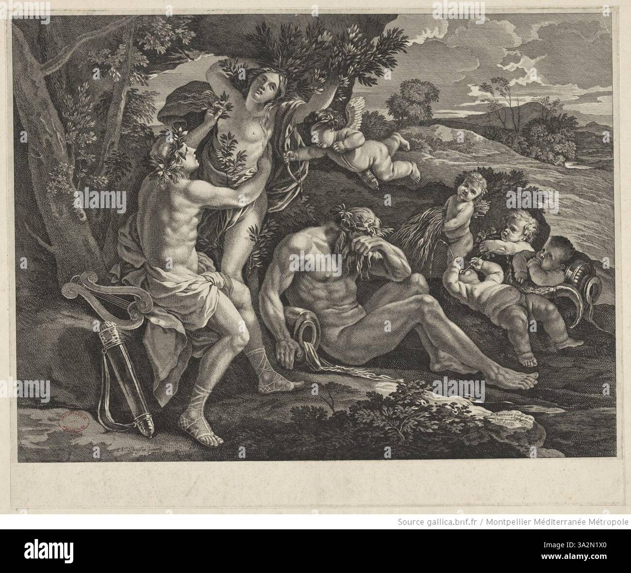 Another engraving by François Chauveau showing Daphne’s transformation ...