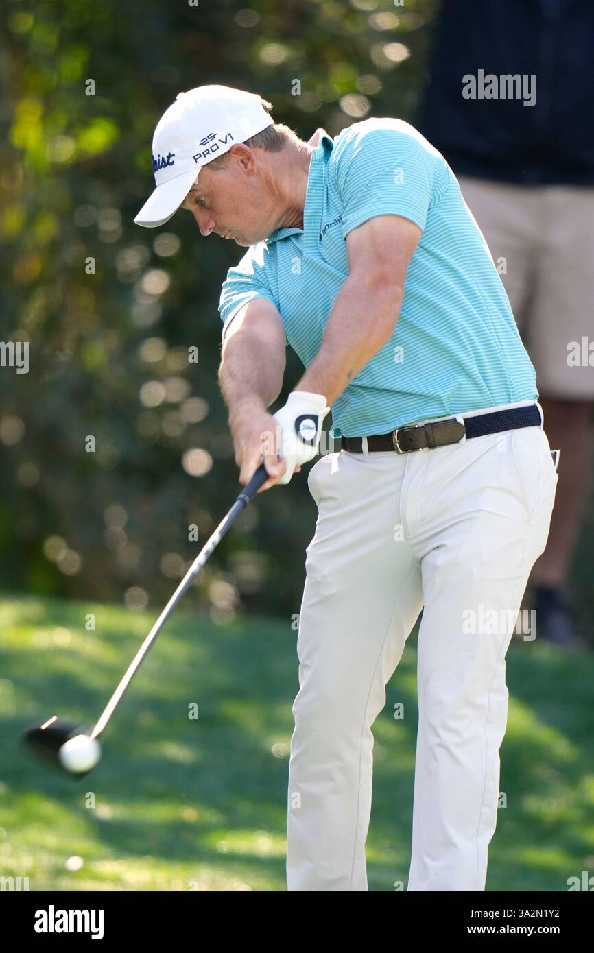 Bud Cauley hits his tee shot on the 15th hole during the first round of ...
