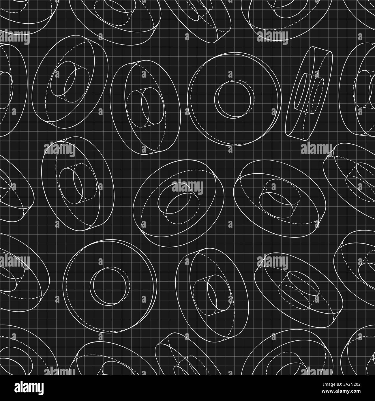 Mechanical engineering drawings on black background. Cutter, assembly ...