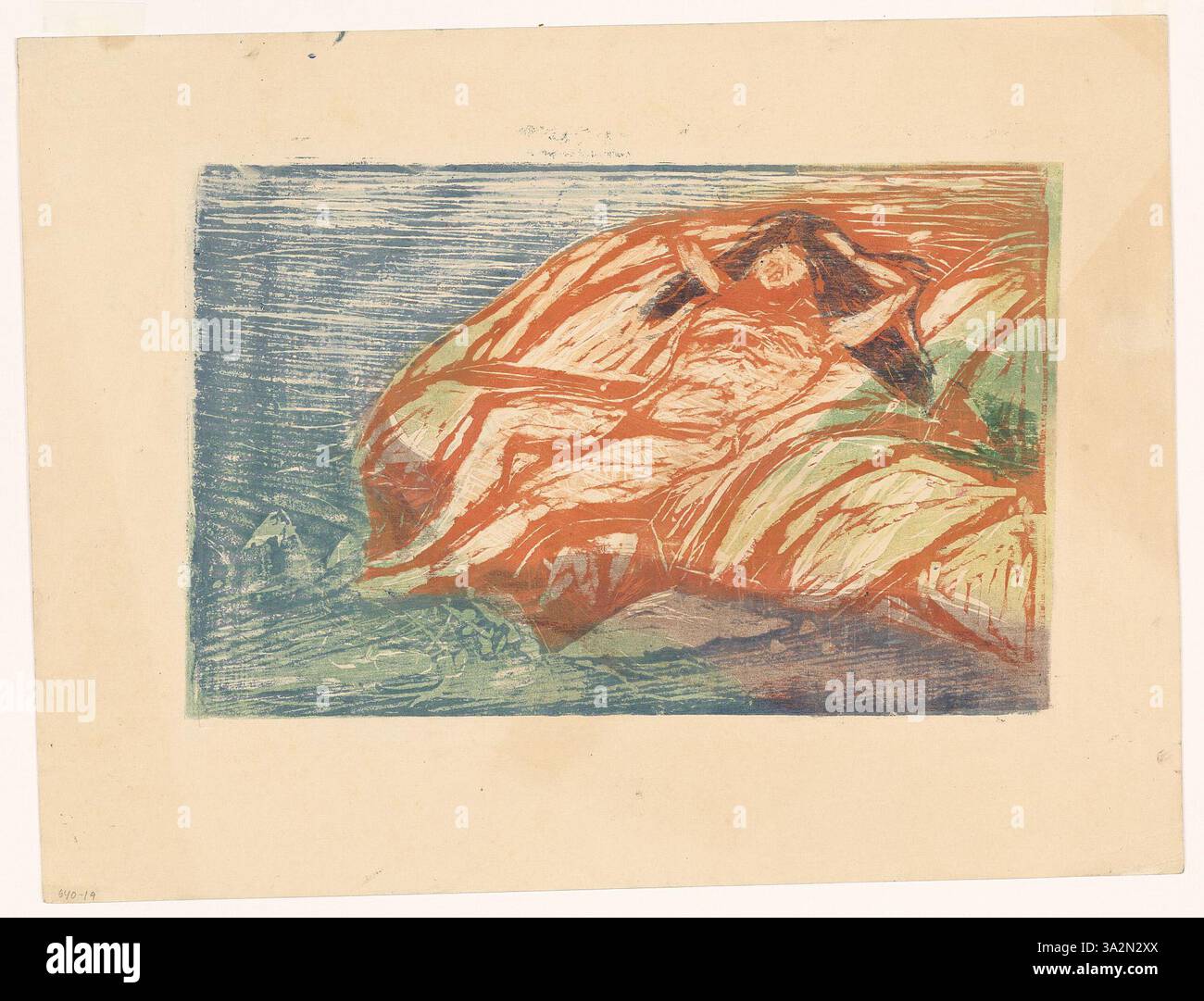 This piece by Edvard Munch, 'Sunbathing I', portrays a figure reclining ...