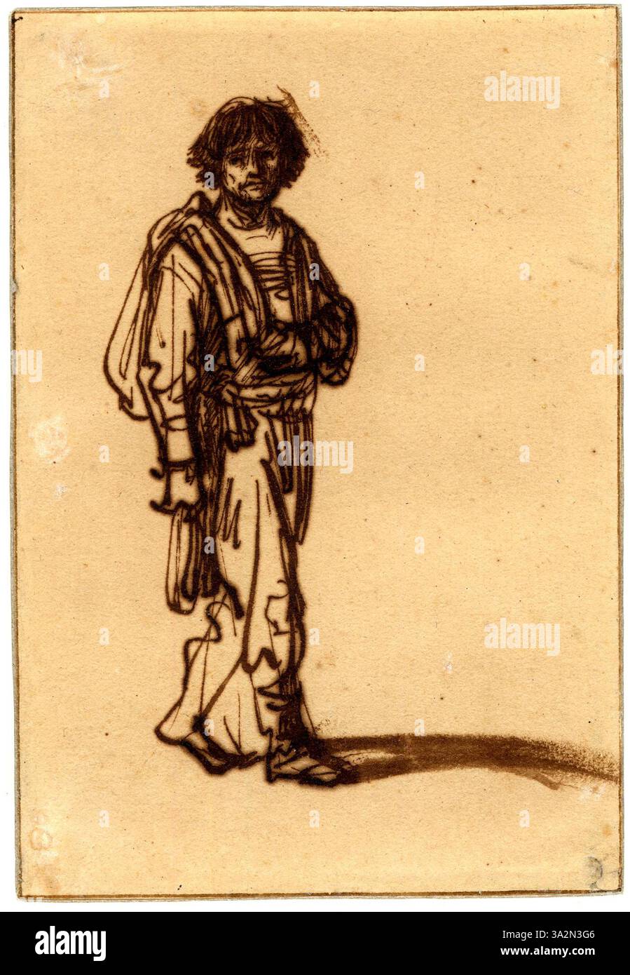 Rembrandt’s portrayal of a peasant walking to the right captures the ...