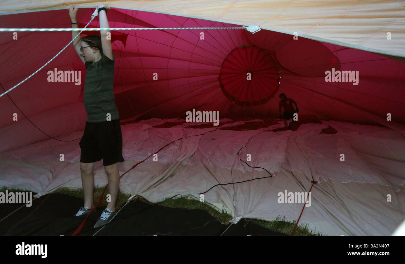 July 12, 2014 - Middletown, Ohio, U.S - A Hot Air Balloon crew member ...