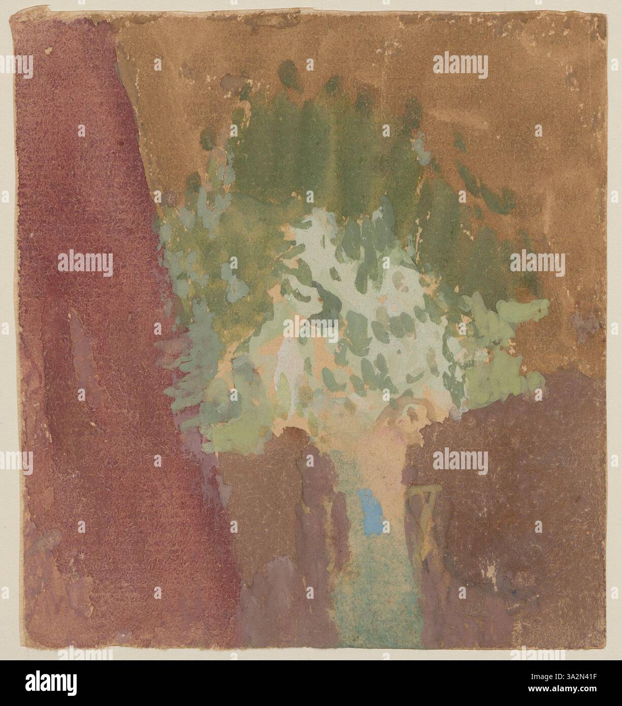 This still life painting features a vase of flowers, depicted with soft ...