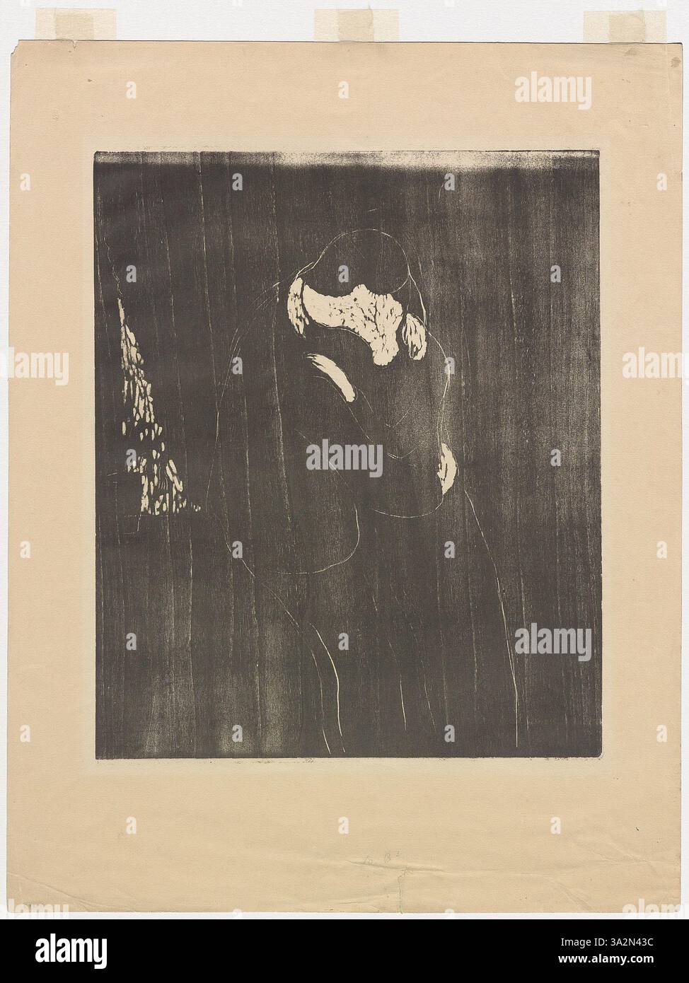 Edvard Munch's 'The Kiss I' in this version captures the intimacy of a ...