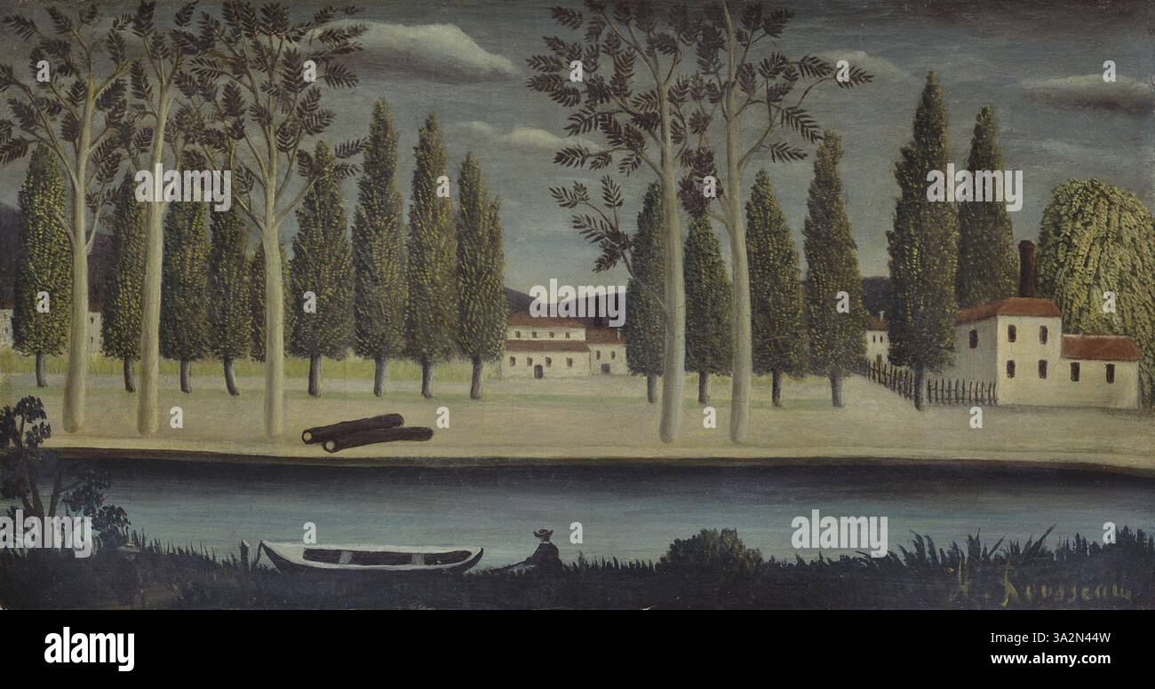 Henri Rousseau’s 'Bord de rivière' portrays a tranquil riverside scene ...