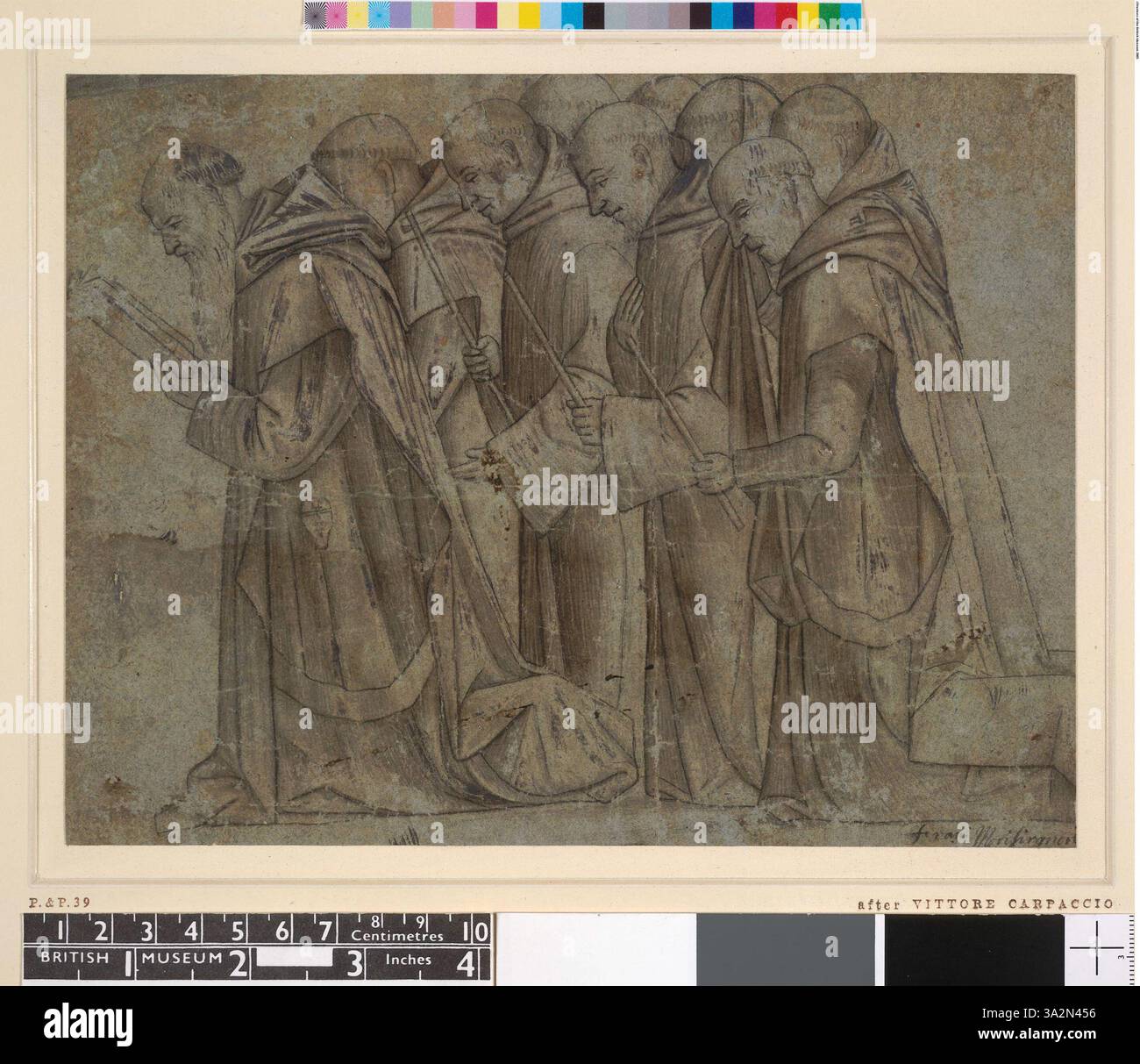 This work, after Carpaccio, depicts a group of monks in prayer ...