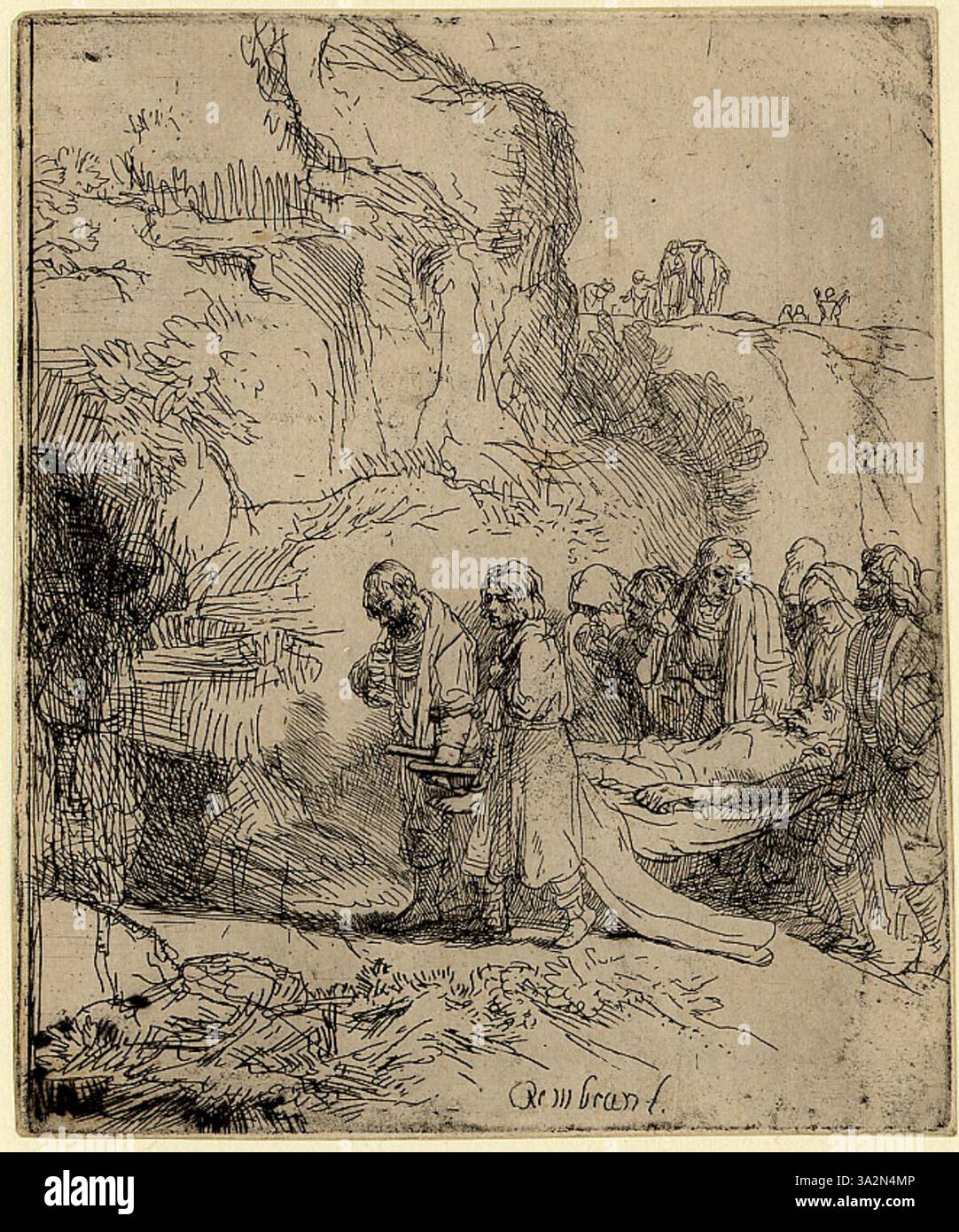 This etching by Rembrandt demonstrates his use of dramatic lighting and ...