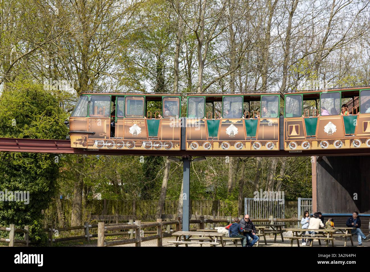 Pioneer Express 63 a train on a rail in Slagharen attraction park Stock ...