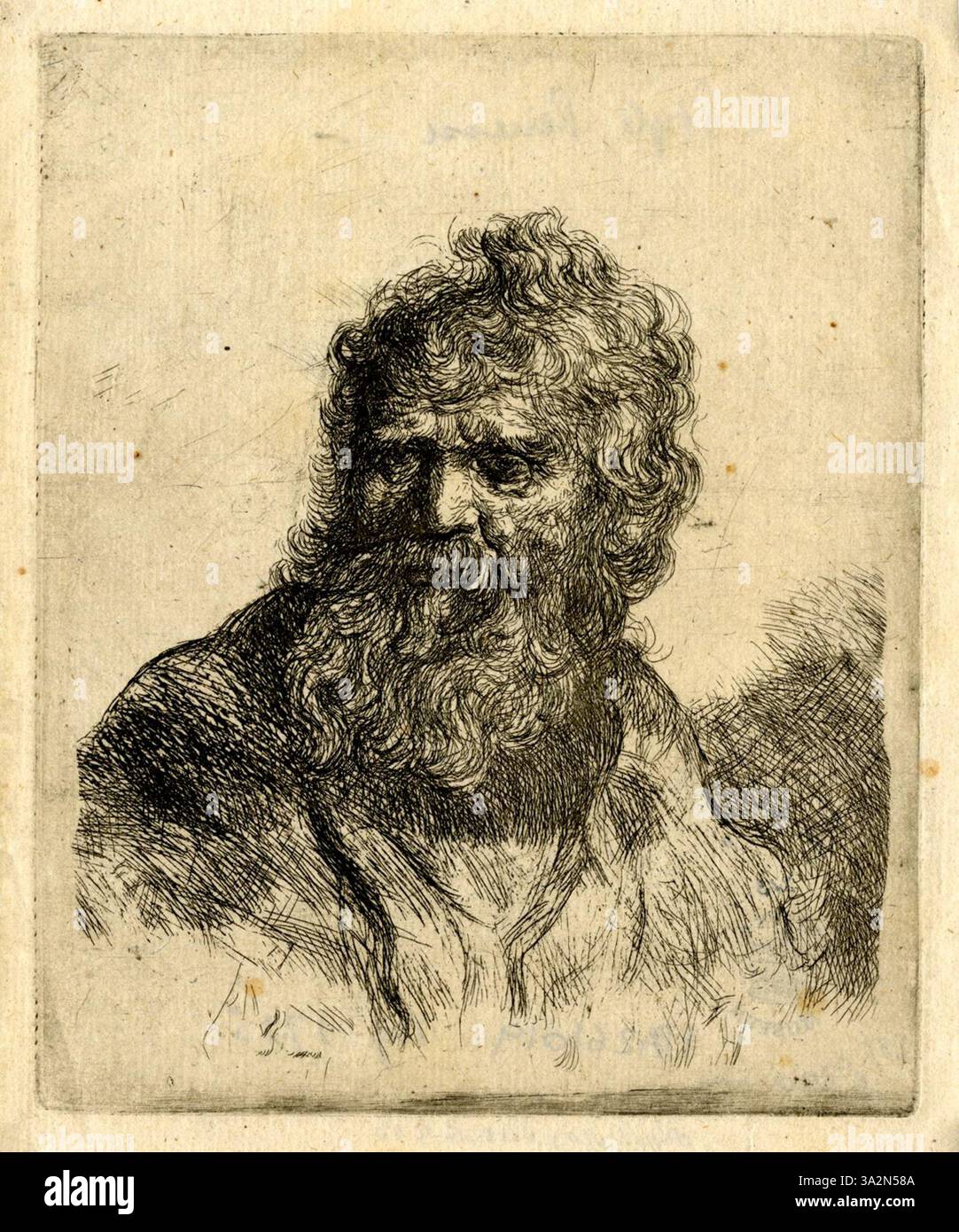 An etching from the School of Rembrandt, depicting a figure with ...