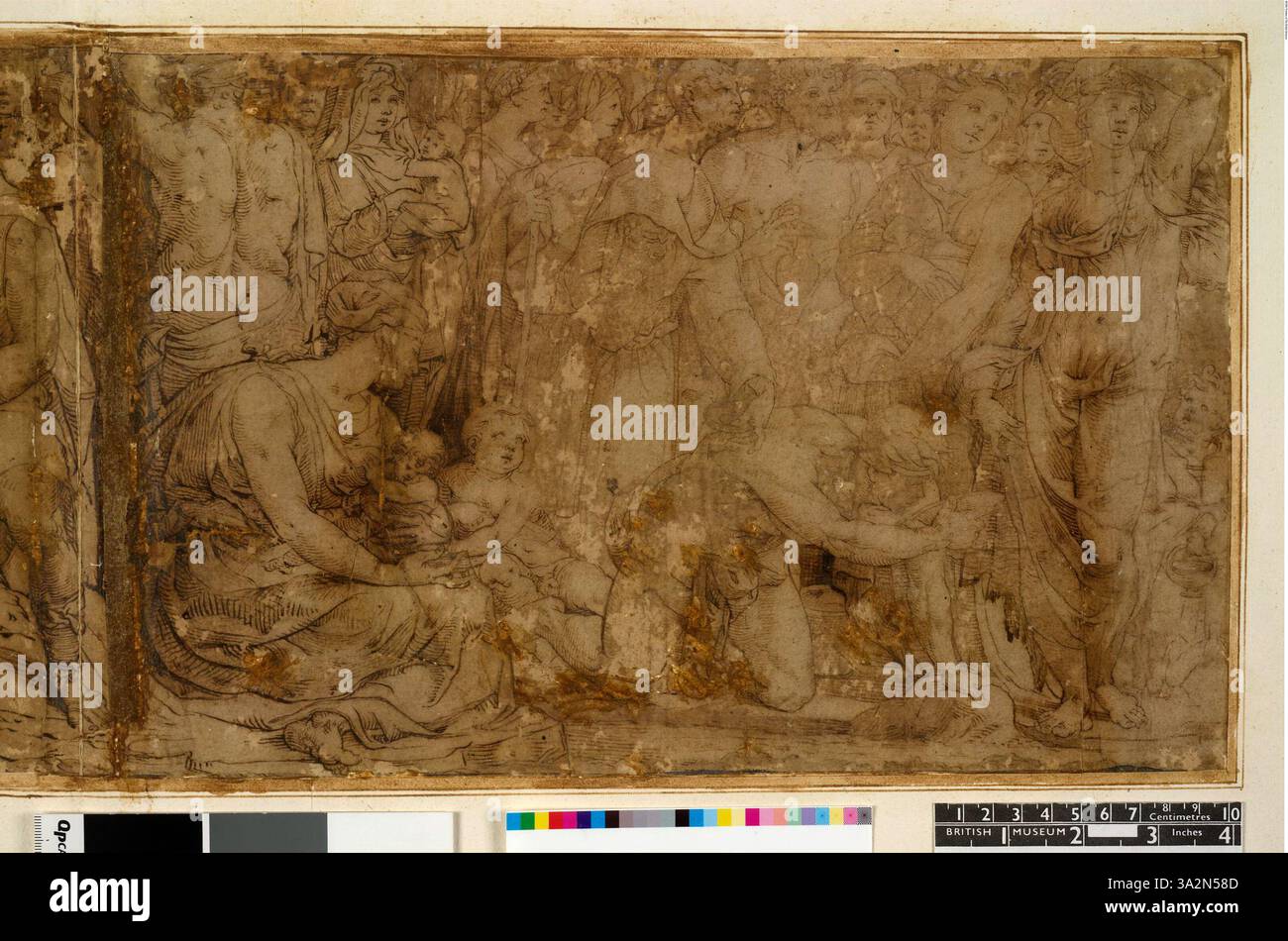 This frieze illustrates the moment Moses strikes the rock, with water ...