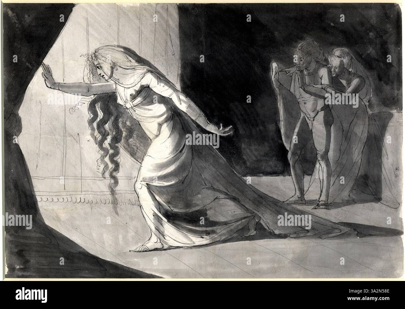 Fuseli’s drawing illustrates Lady Macbeth sleep-walking from Act V ...