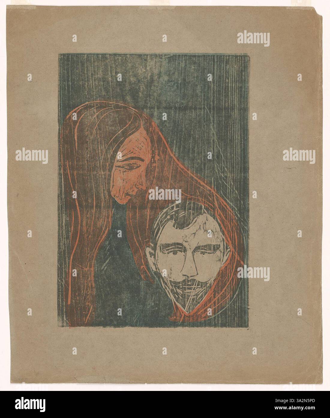 This painting by Edvard Munch shows a man’s head positioned within a ...