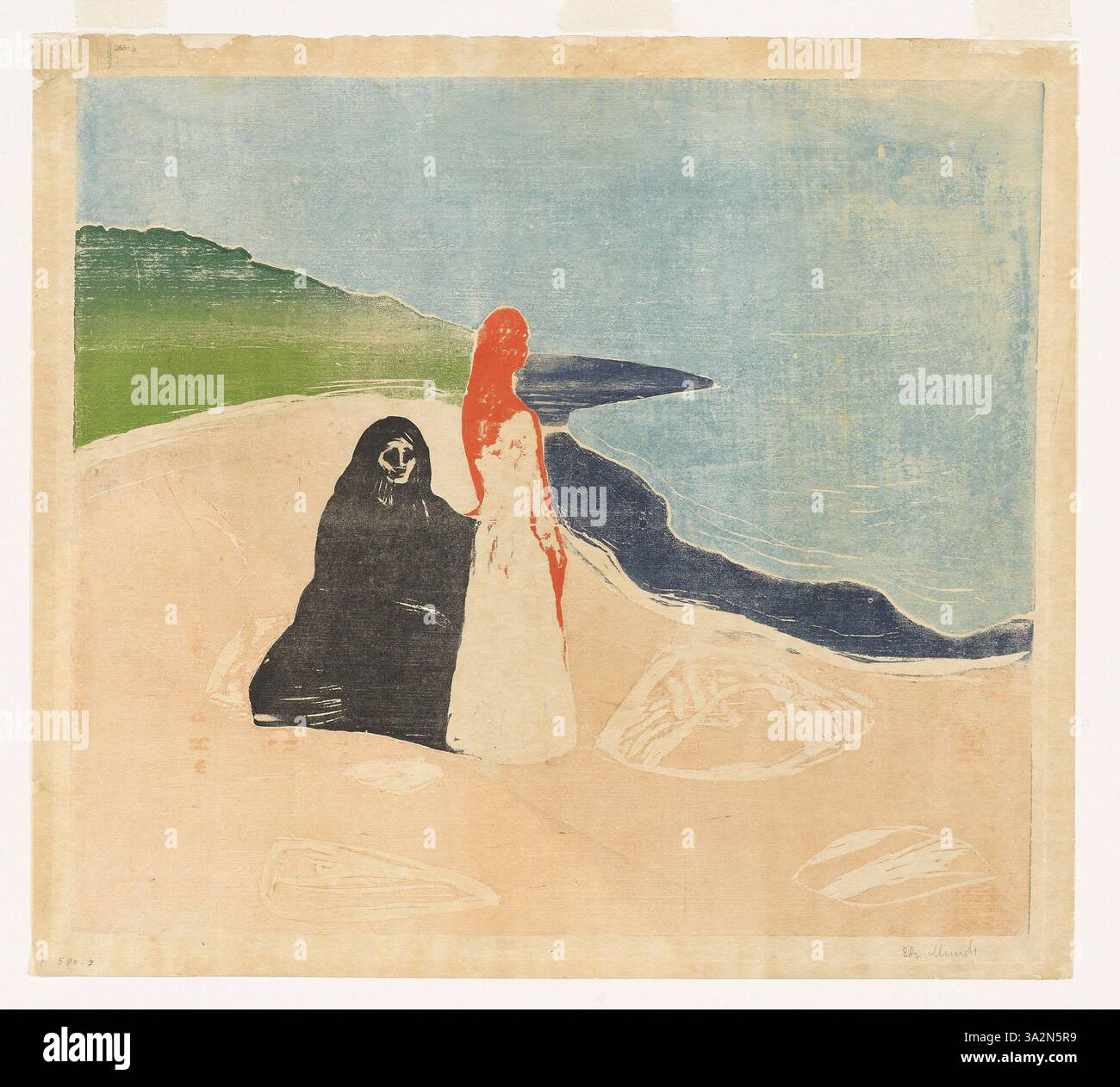 'Two Women on the Shore' by Edvard Munch illustrates two women standing ...