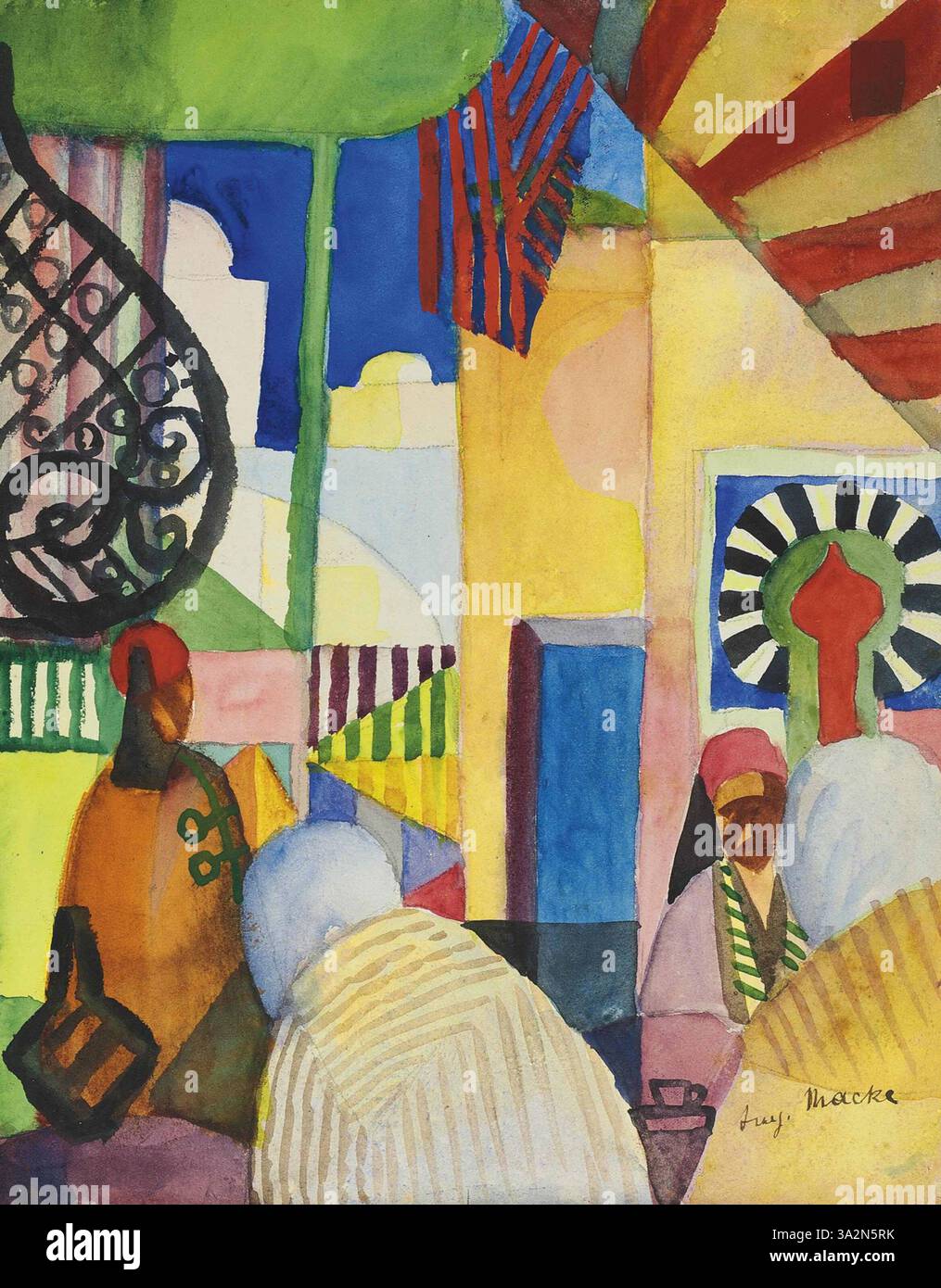 'Im Bazar' (In the Bazaar) by August Macke depicts a vibrant scene ...