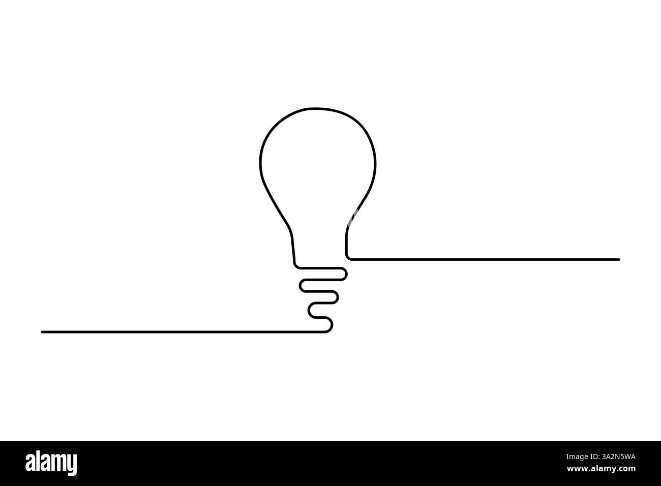 Light bulb continuous one line drawing of isolated outline vector ...