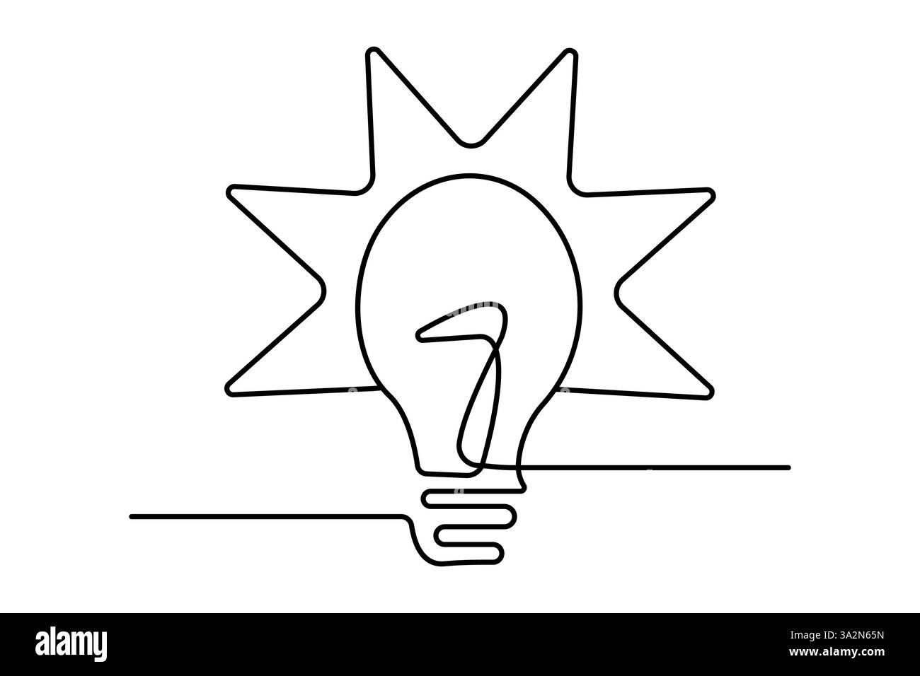 Light bulb continuous one line drawing of isolated outline vector ...