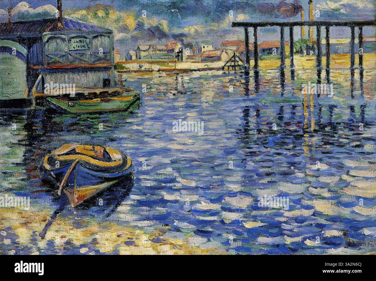 This 1882 study by Paul Signac shows the quiet riverside scene at ...