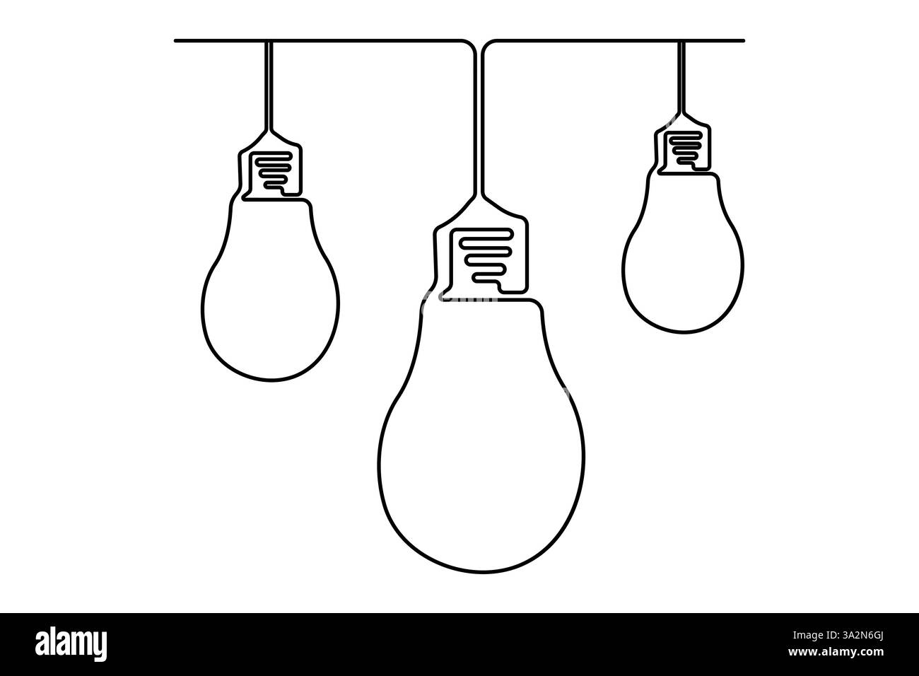 Light bulb continuous one line drawing of isolated outline vector ...