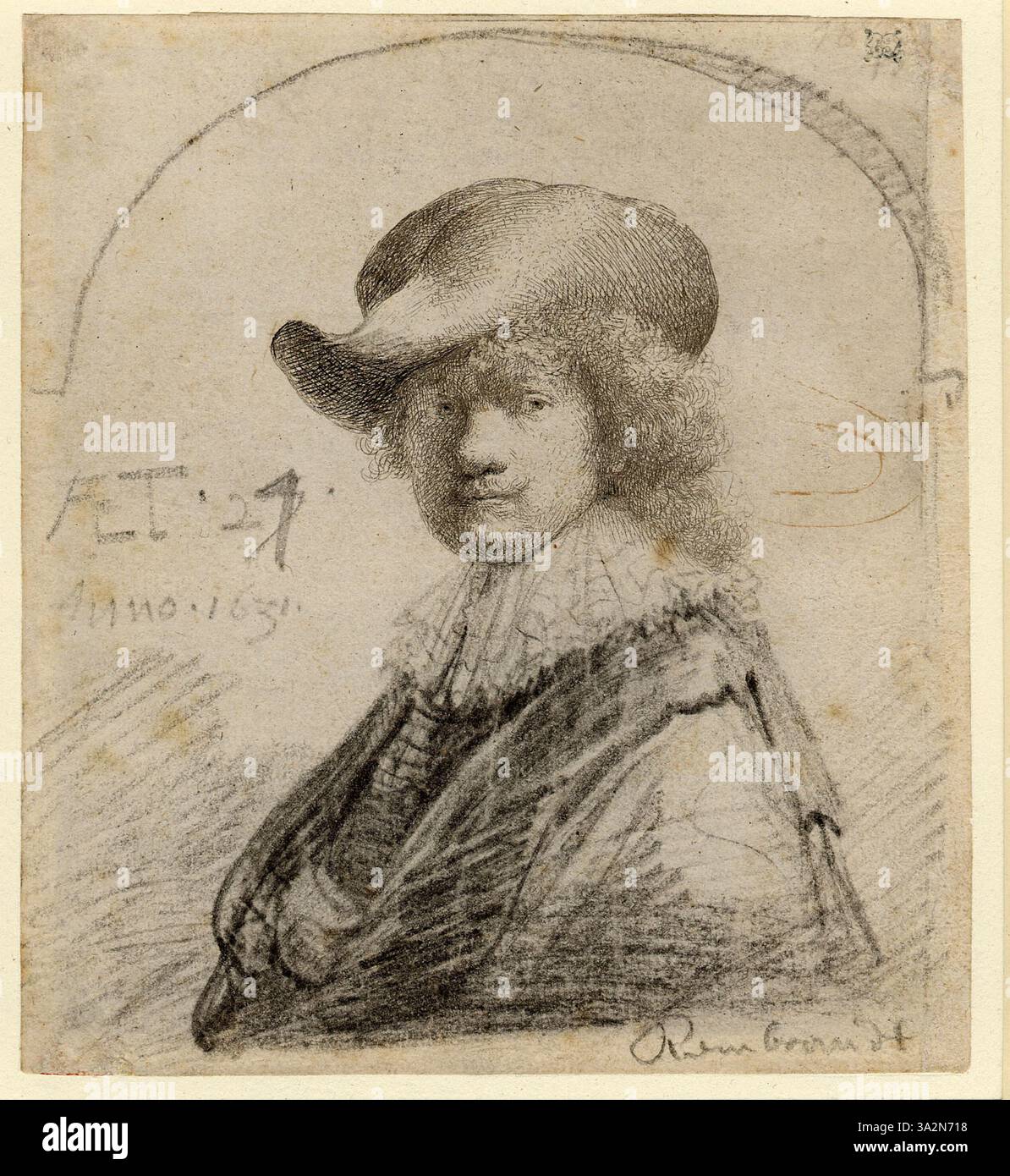 This self-portrait by Rembrandt, created between 1633 and 1634 ...