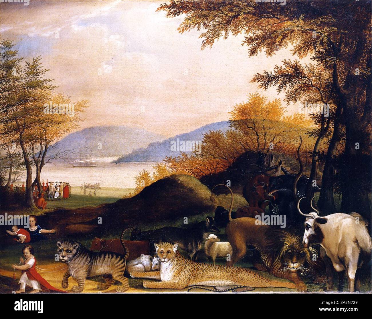 'Peaceable Kingdom' (1849) by Edward Hicks illustrates a scene of ...