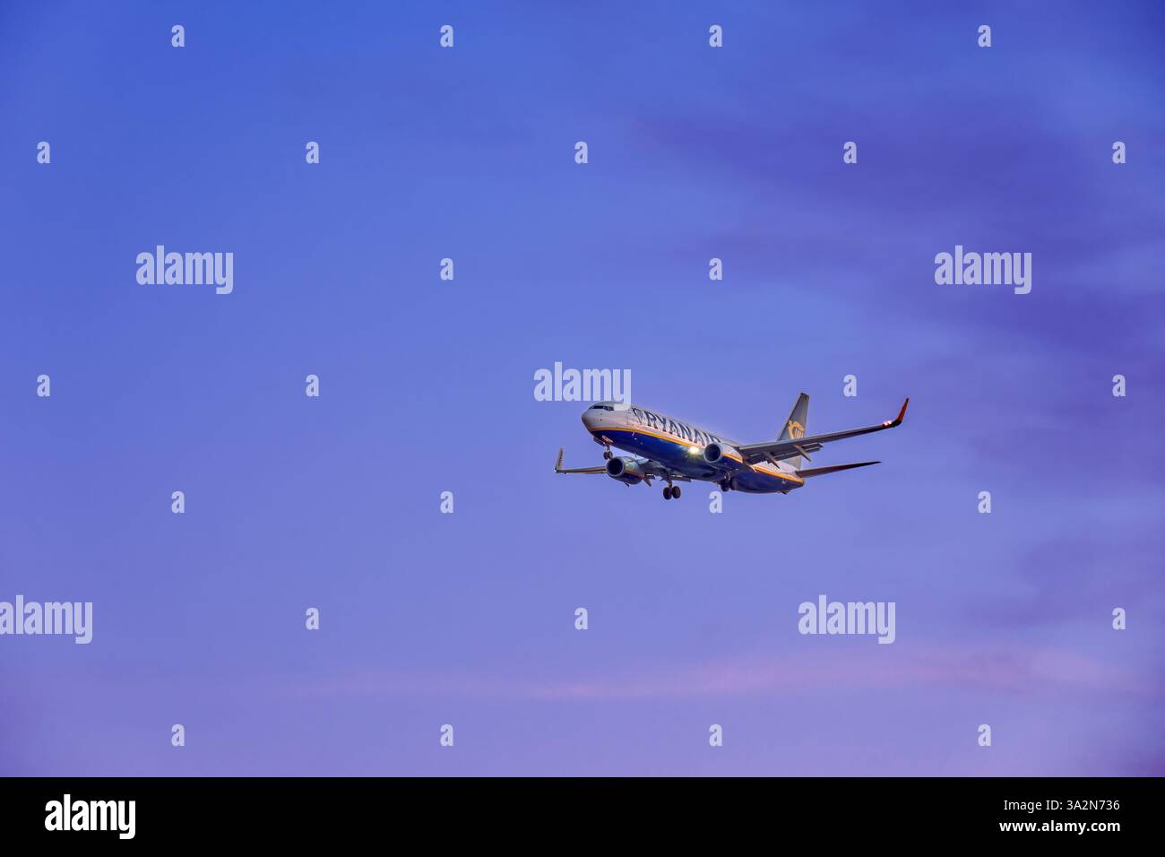 Lisbon, Portugal - Jan 14, 2025: Ryanair Boeing 737 aircraft shot mid ...