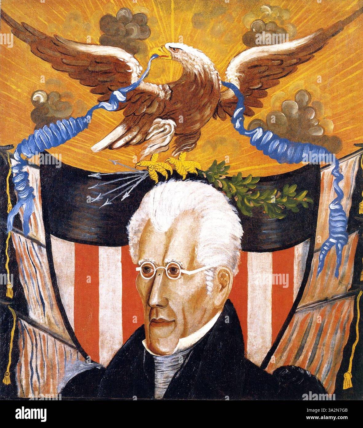 Edward Hicks’ portrait of Andrew Jackson, painted around 1835, captures ...