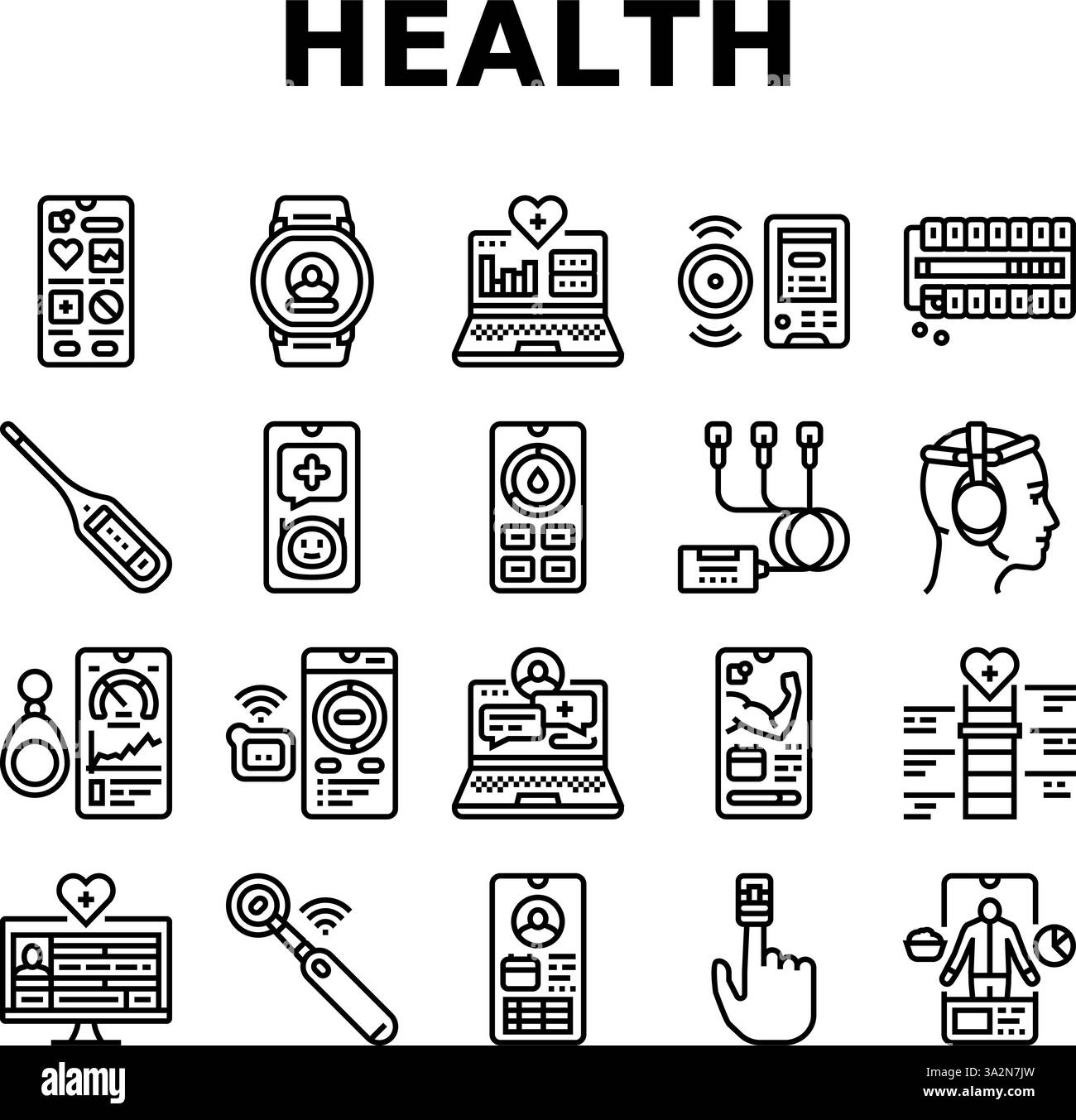 personalized health tech icons set vector Stock Vector Image & Art - Alamy