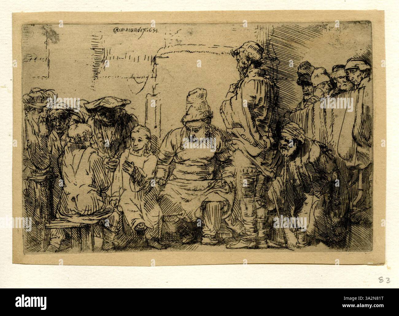 An etching by Rembrandt demonstrating the artist’s use of shadow and ...