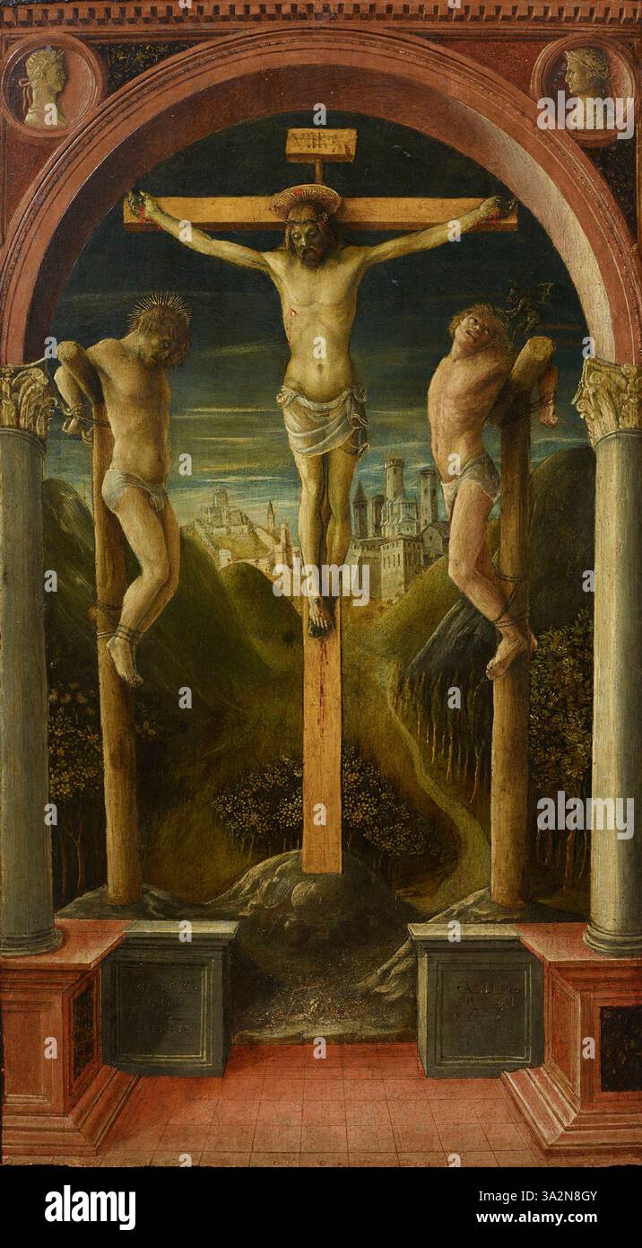 'Tre Crocifissi' by Vincenzo Foppa depicts the Crucifixion of Jesus, capturing the moment of ...