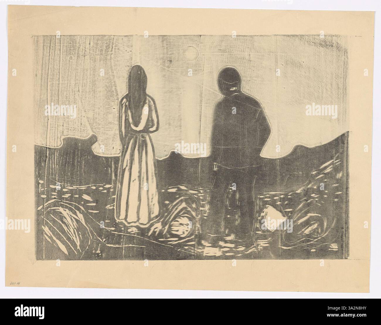 'Two Human Beings. The Lonely Ones' by Edvard Munch depicts two figures ...