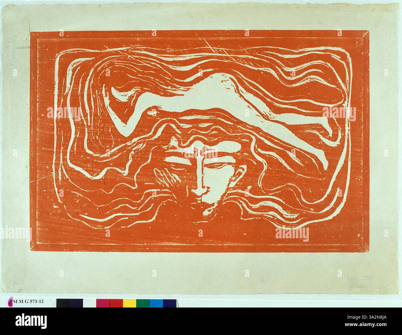 This artwork presents an abstract portrayal of a man's mental landscape ...