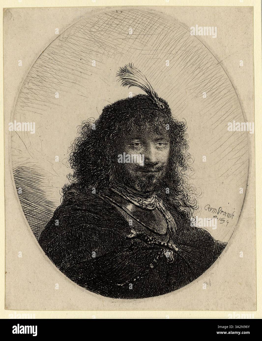 Rembrandt’s etching emphasizes his characteristic use of light and ...