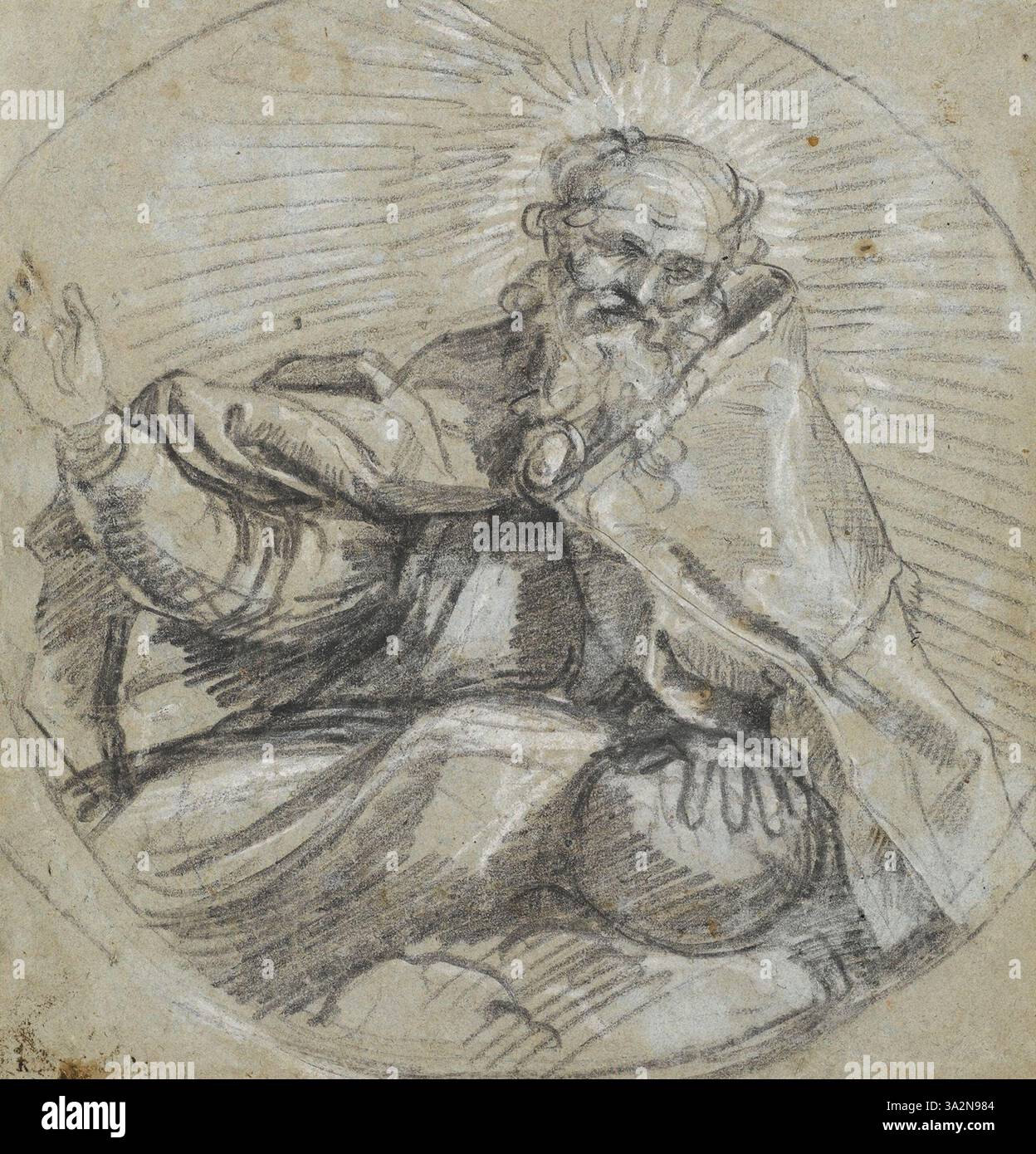 This work, attributed to Agostino Carracci, depicts God the Father, a ...