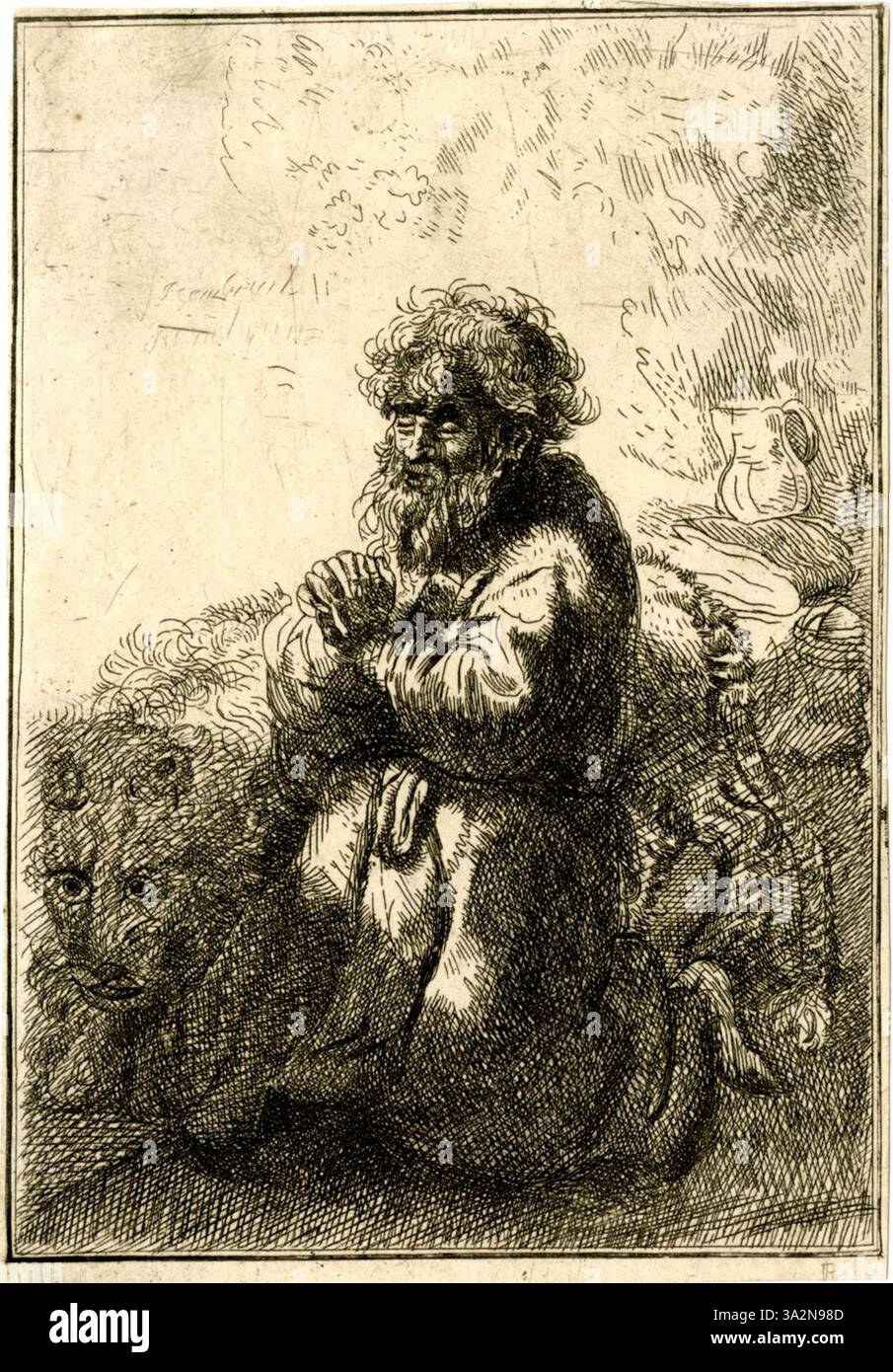 This etching, attributed to François Basan and based on Rembrandt's ...