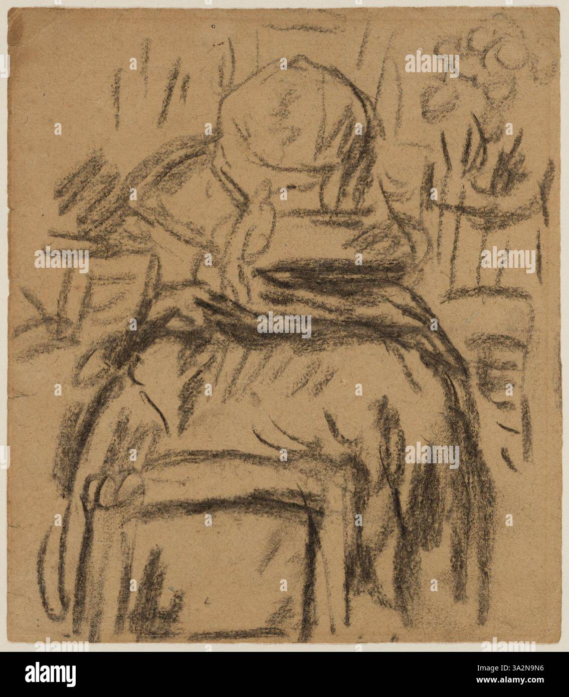 A seated lady wearing a hat by Gwen John. The portrait captures the ...