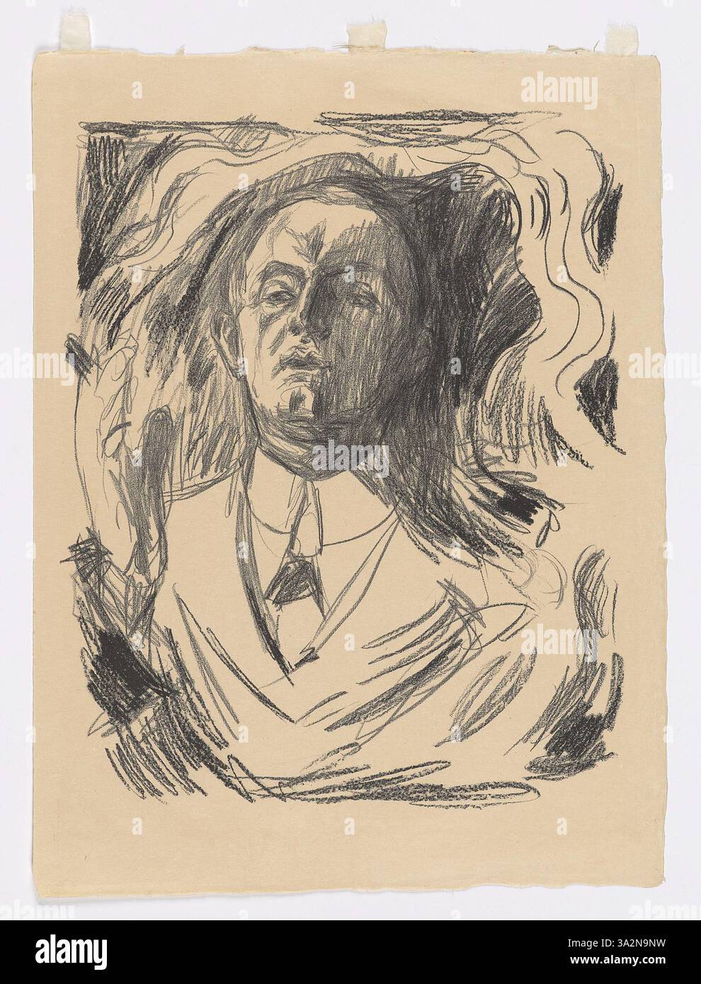 This self-portrait by Edvard Munch features the artist holding a cigar ...