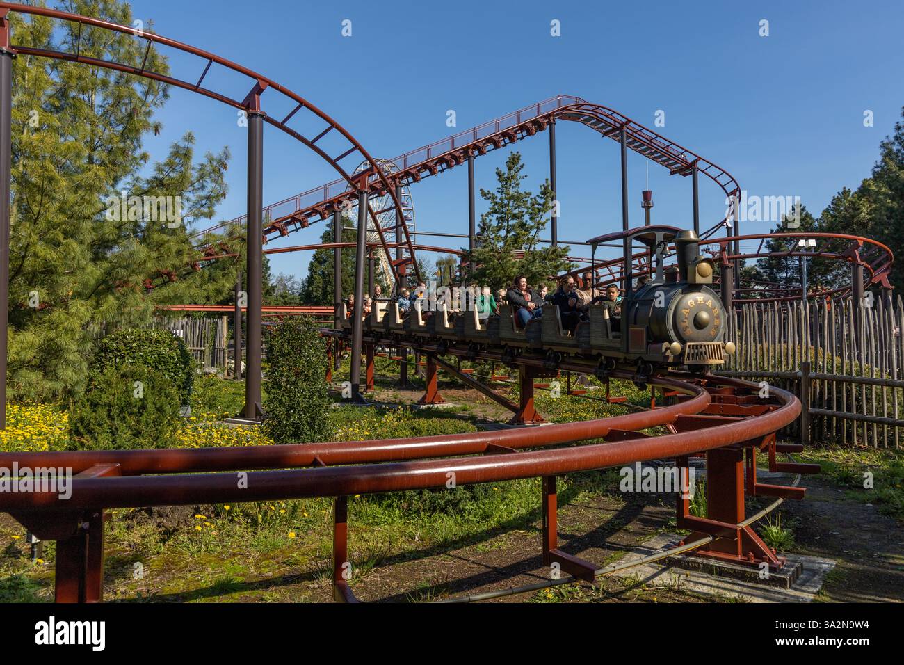 Roller coaster Mine Train in Slagharen attraction park Stock Photo - Alamy